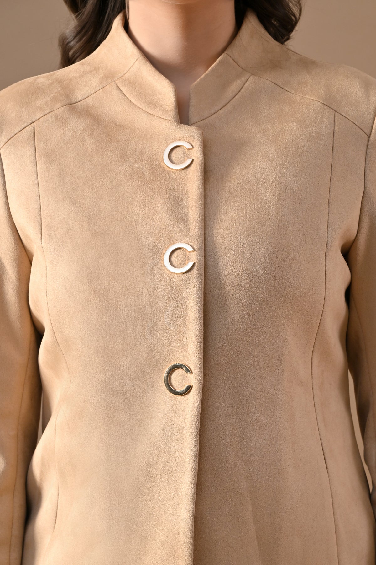 Winter Fawn Mandarin Collar Neck Overcoat – SABHYATA CLOTHING