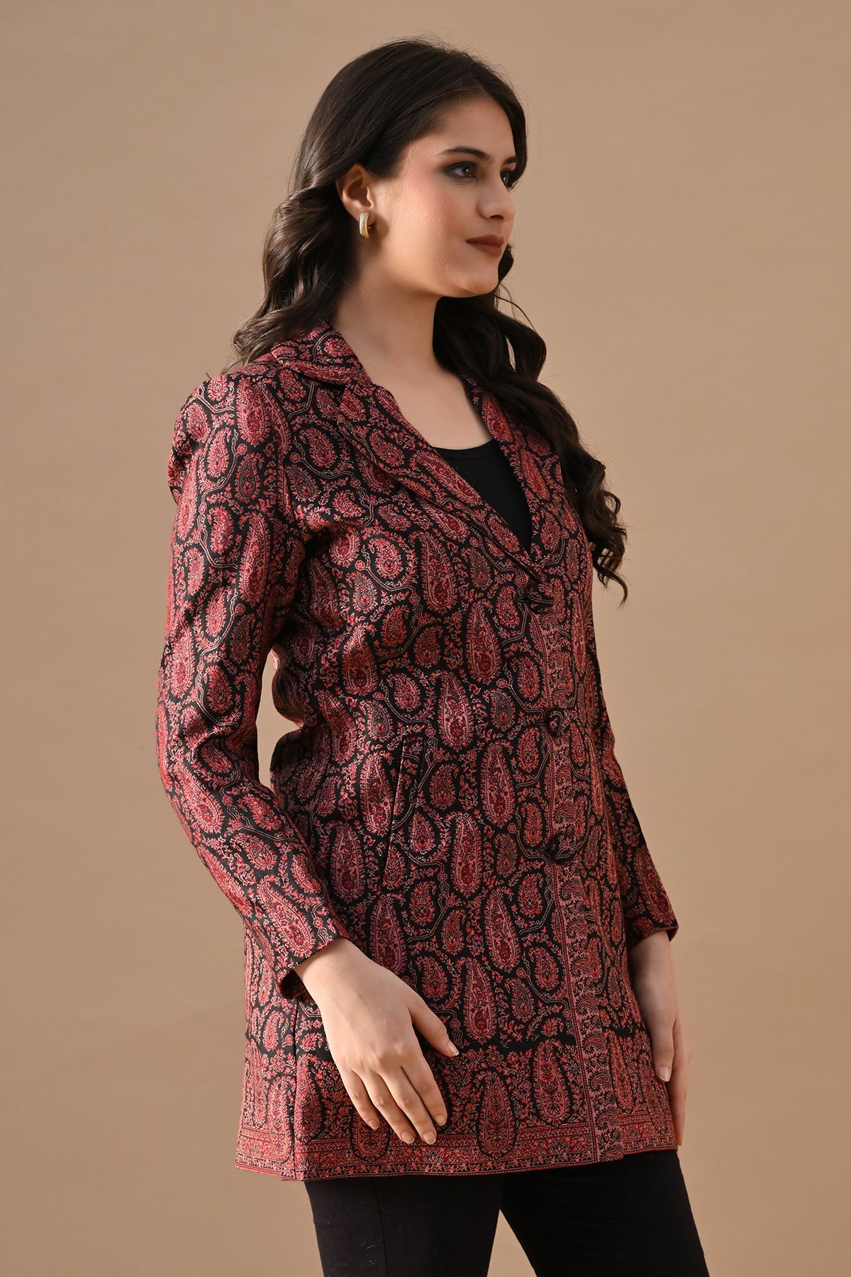 Winter Black Self-Design Notch Collar Neck Overcoat – SABHYATA CLOTHING