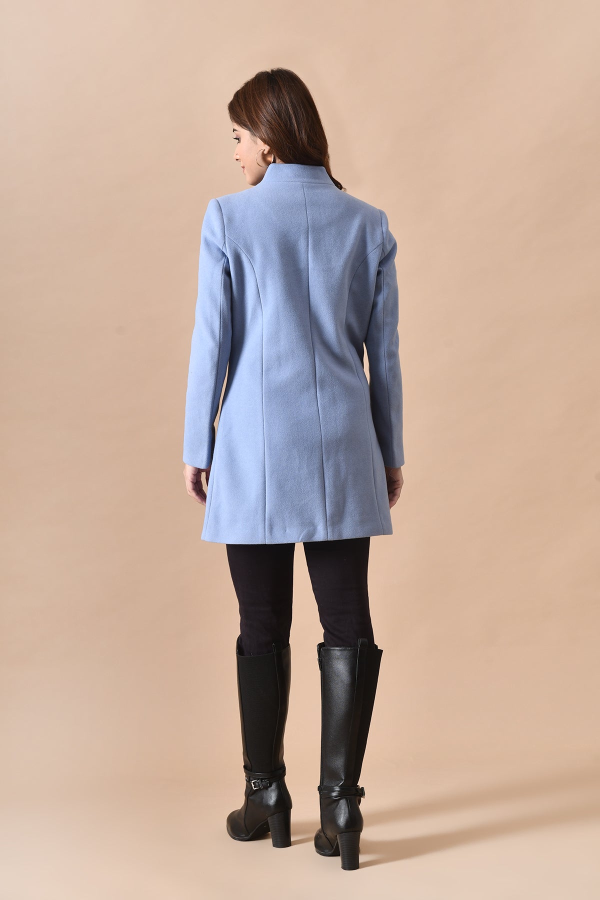 Winter Ice Blue Mandarin Collar Neck Overcoat – SABHYATA CLOTHING
