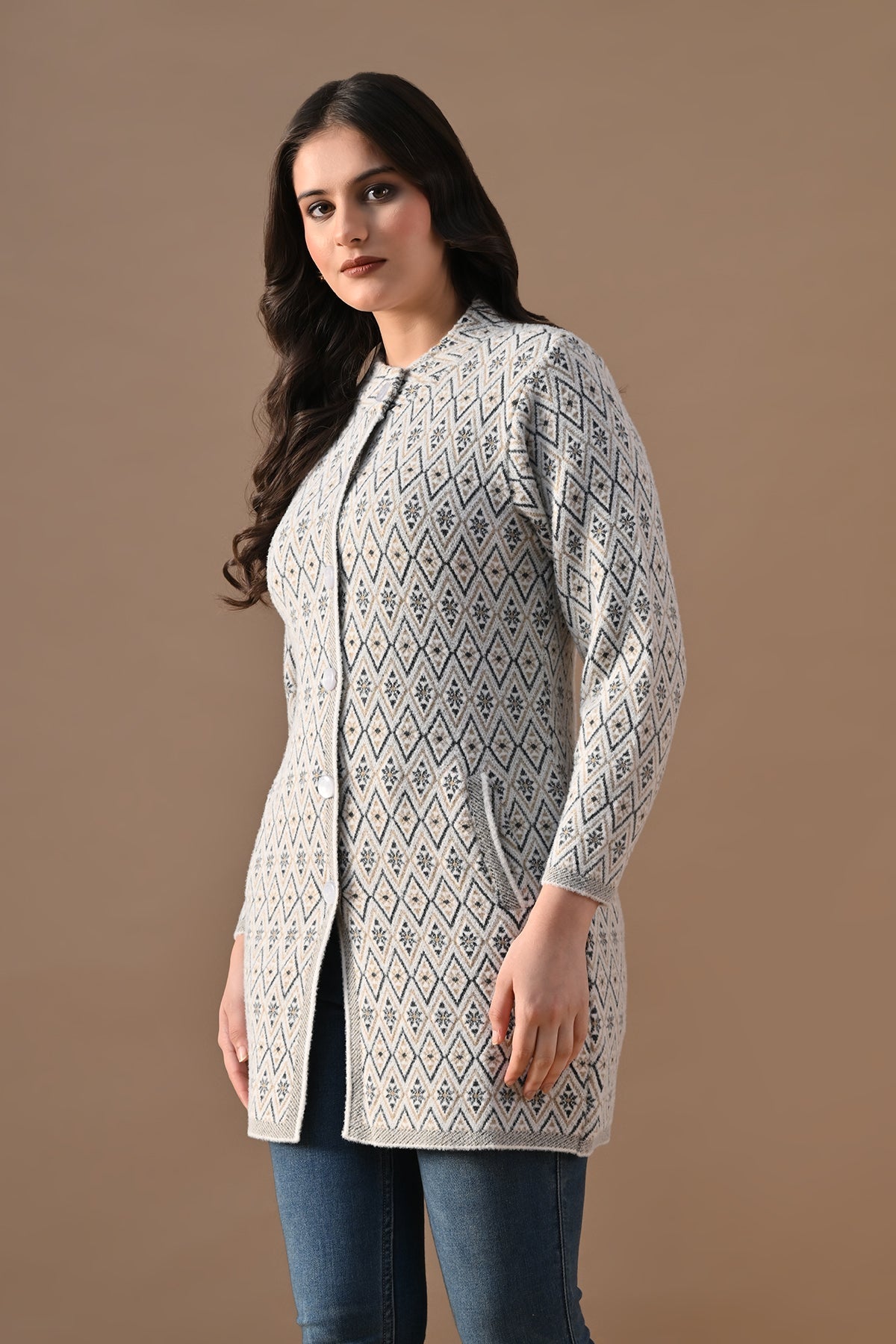 Winter Cream Woven Longline Cardigan – SABHYATA CLOTHING