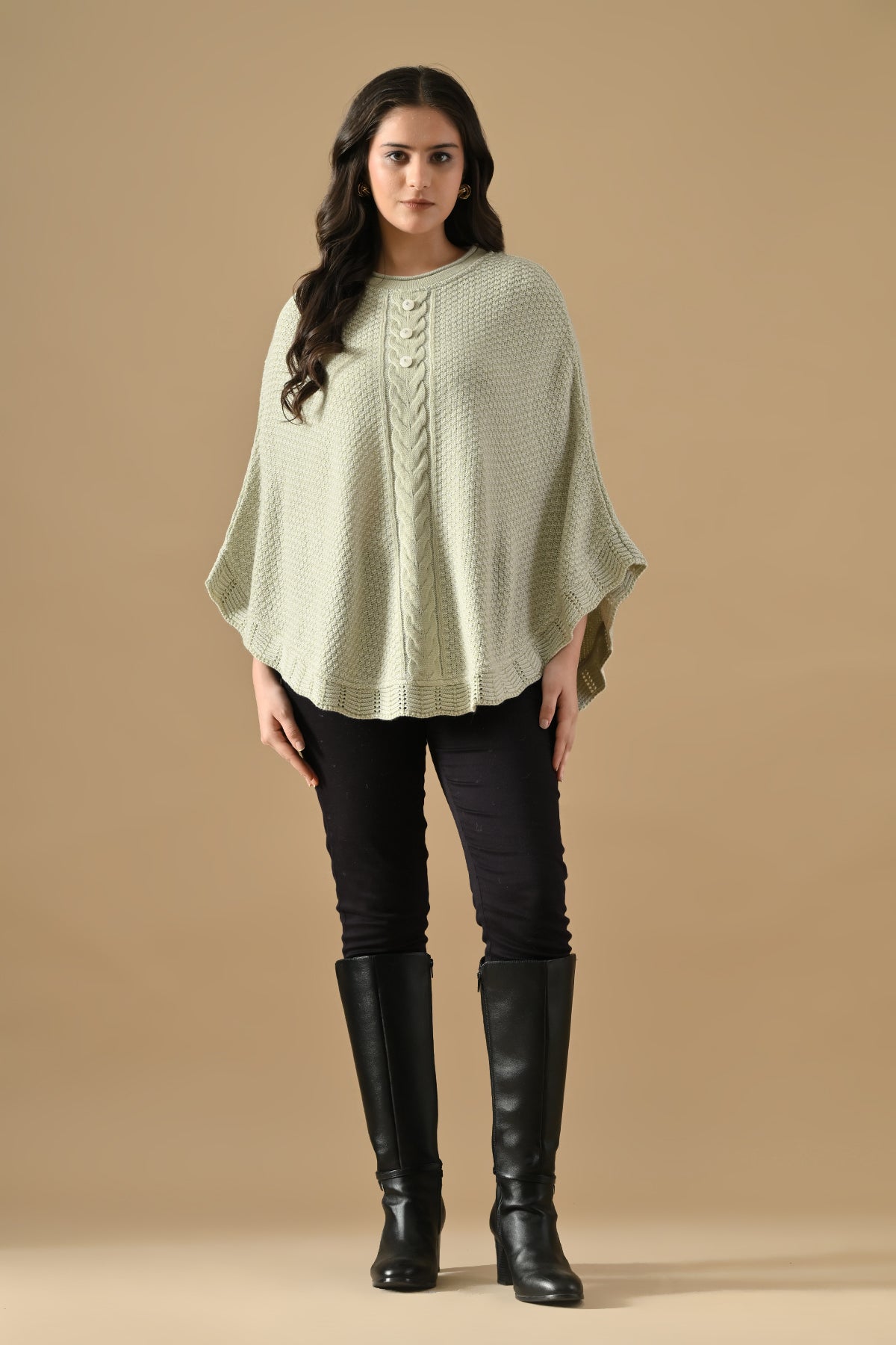 Winter Cream Knitted Poncho – SABHYATA CLOTHING