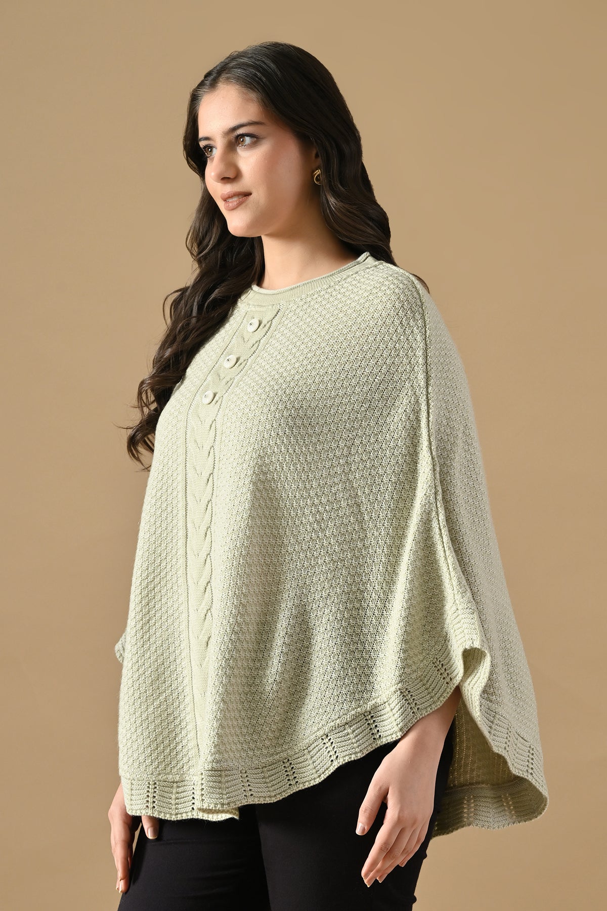 Winter Cream Knitted Poncho – SABHYATA CLOTHING