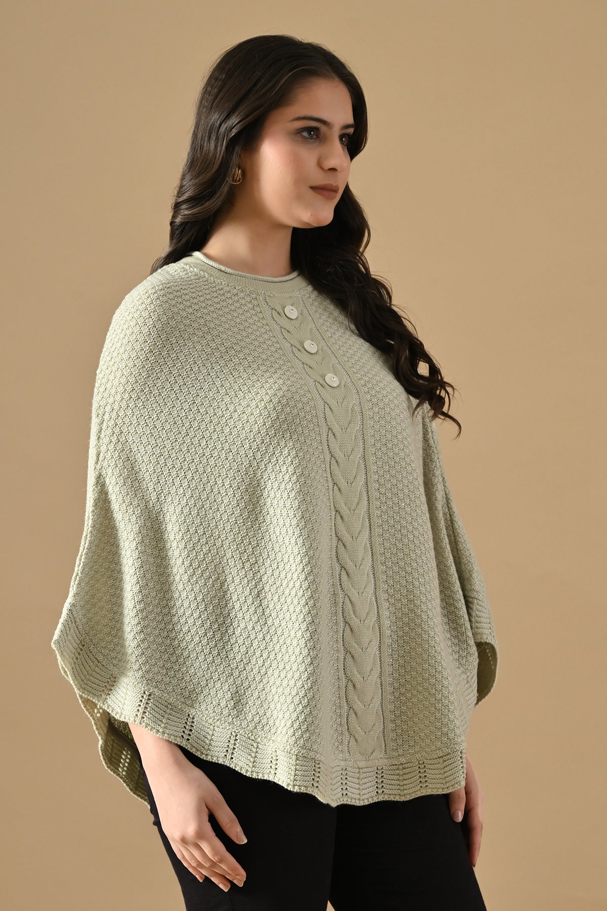 Winter Cream Knitted Poncho – SABHYATA CLOTHING