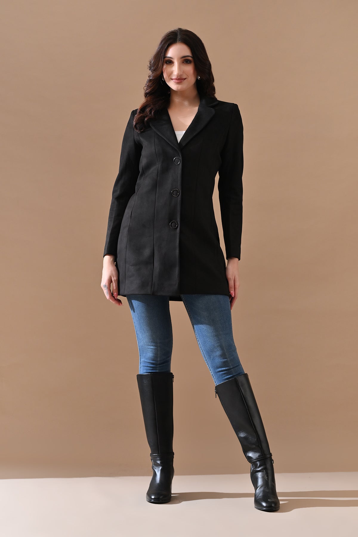 Winter Black Classic Notch Collar Neck Overcoat – SABHYATA CLOTHING