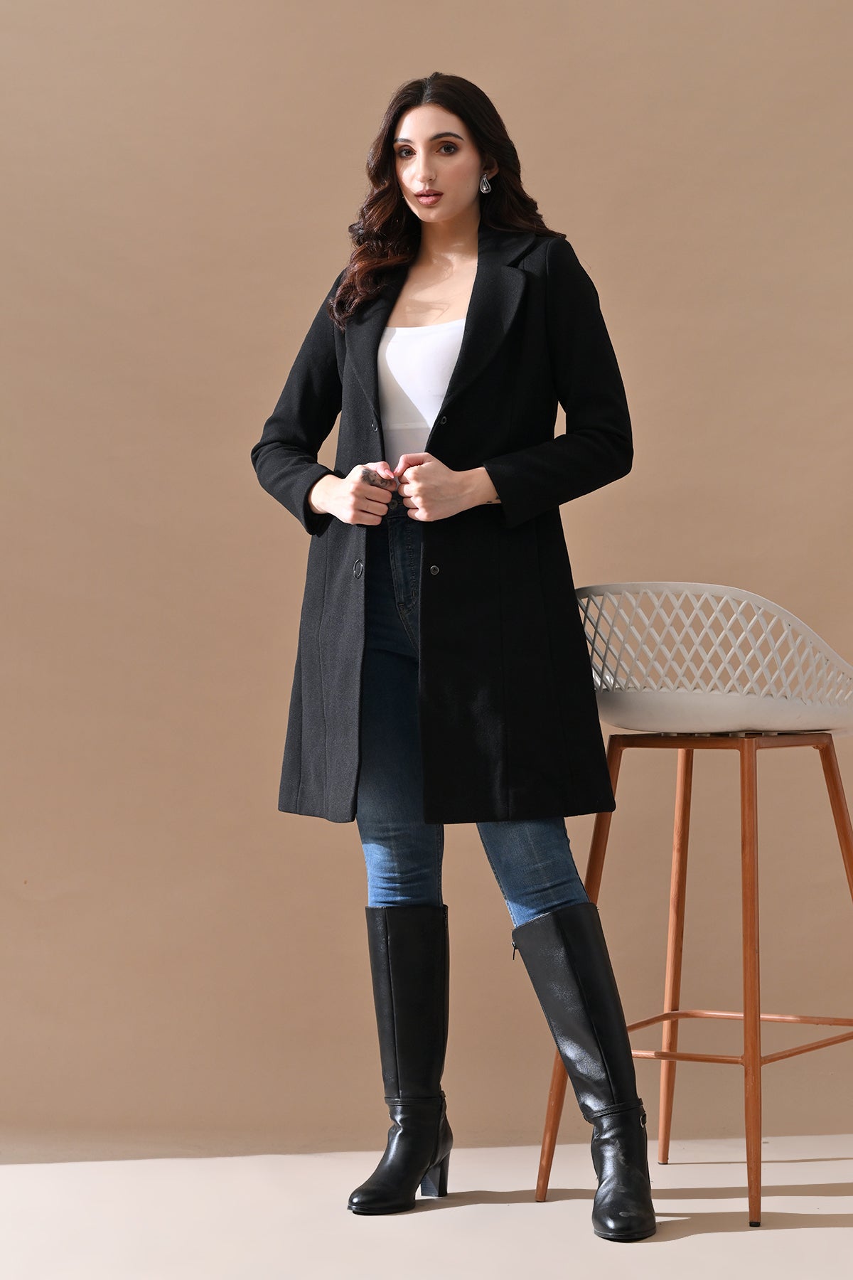 Winter Black Classic Notch Collar Neck Overcoat – SABHYATA CLOTHING