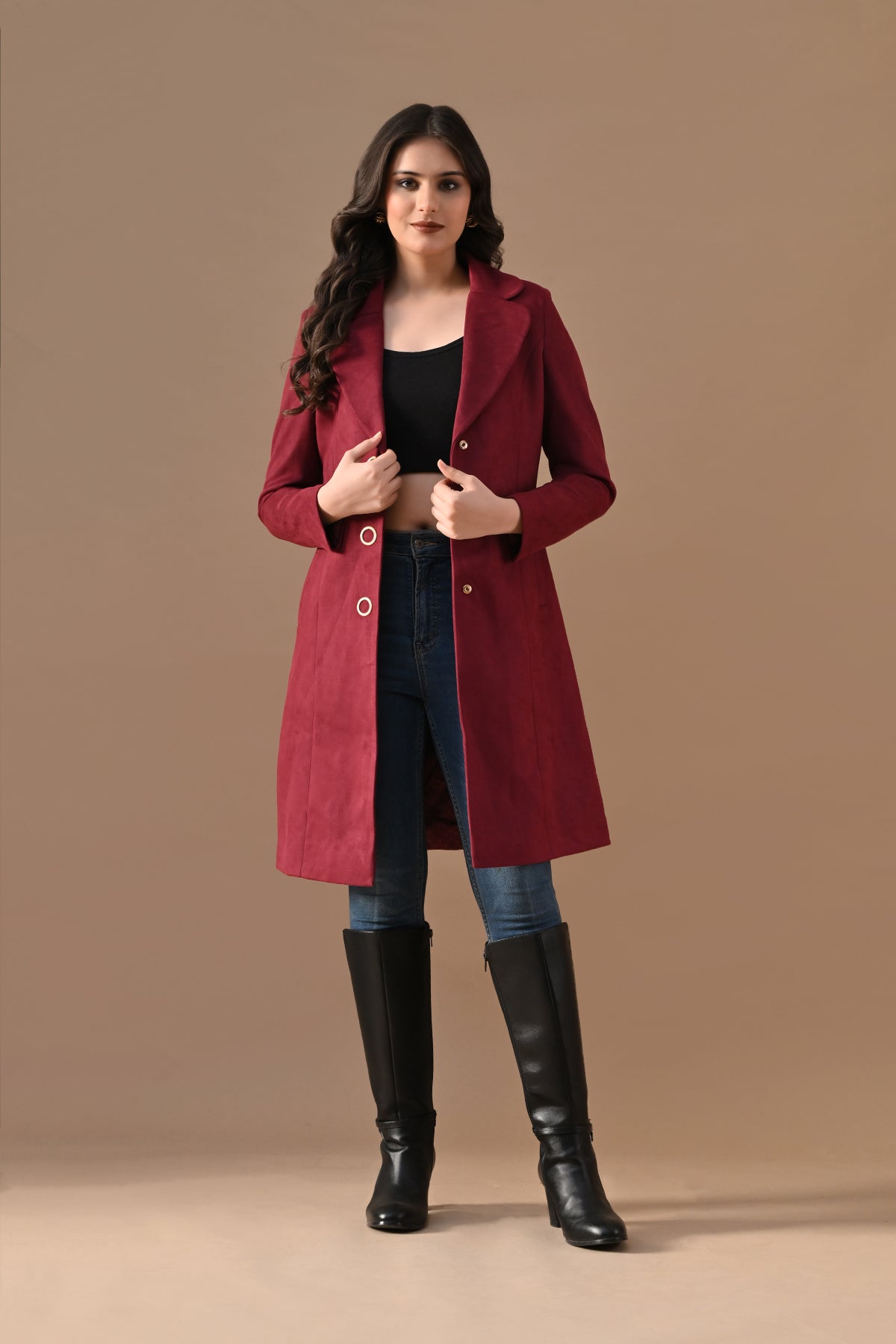 Winter Wine Solid Classic Notch Collar Neck Overcoat – SABHYATA CLOTHING