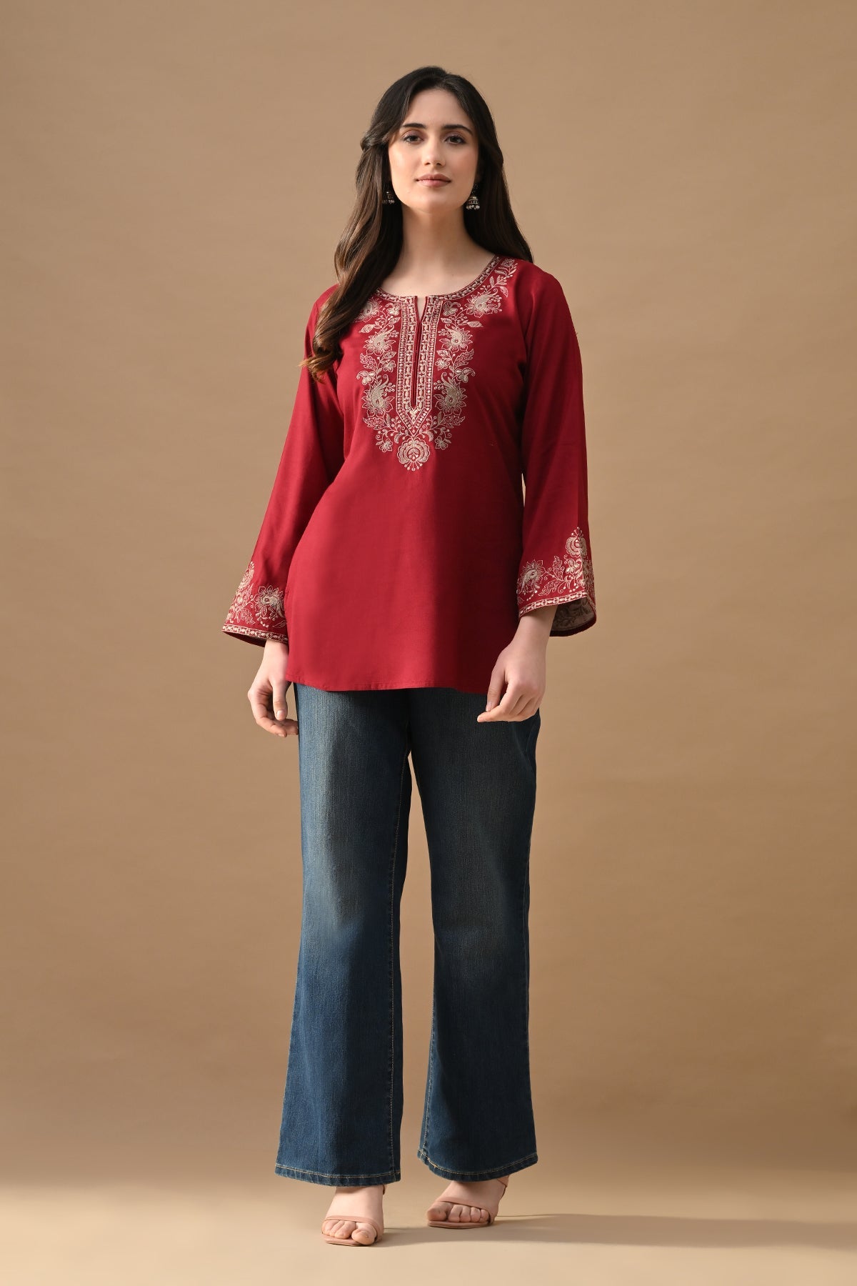 Maroon Embroidered Top – SABHYATA CLOTHING